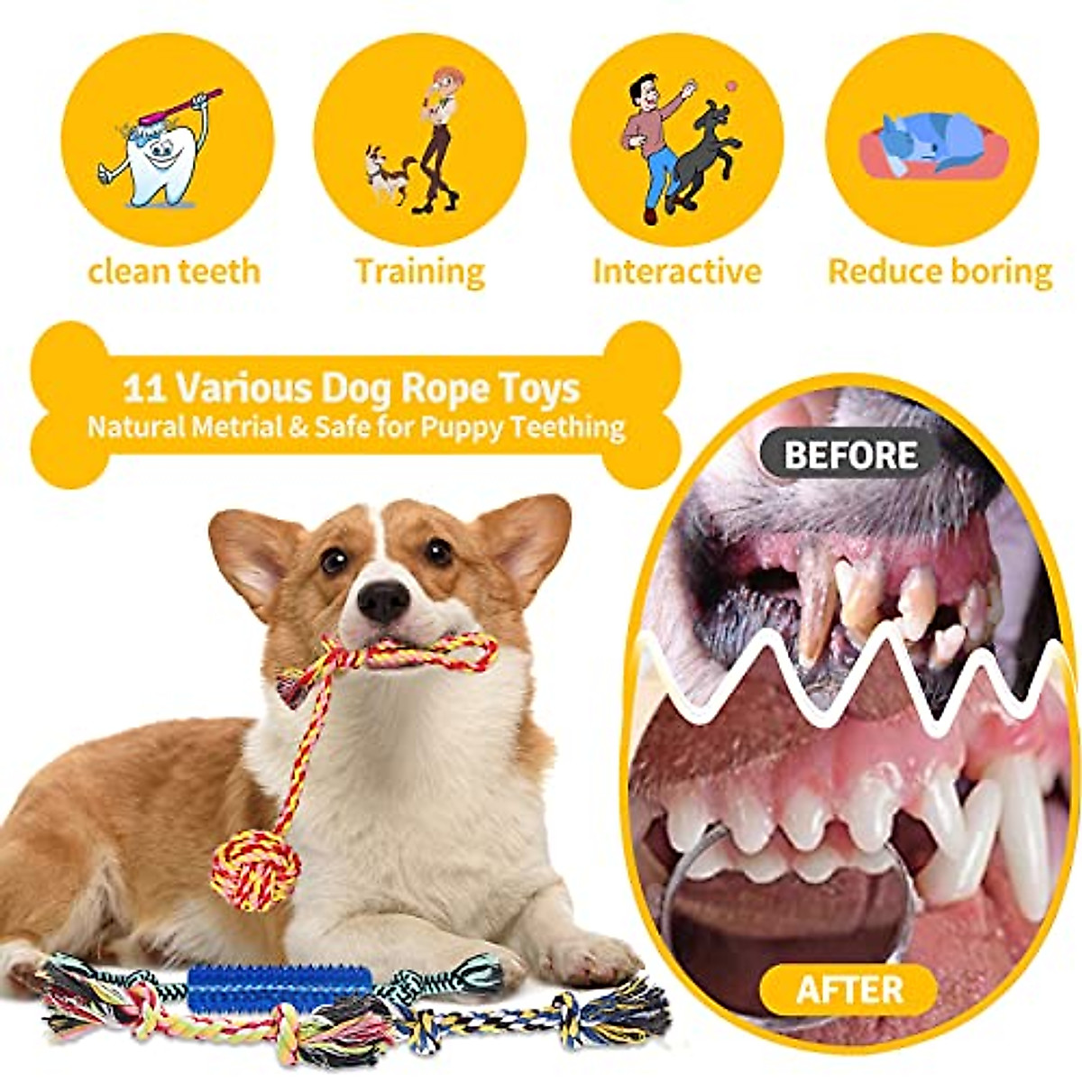 Zeaxuie 20 Pack Valued Puppy Toys for Teething Small Dogs - Puppy Chew Toys with Rope Toys, Dog Treat Balls & Dog Squeak Dog Chew Toys