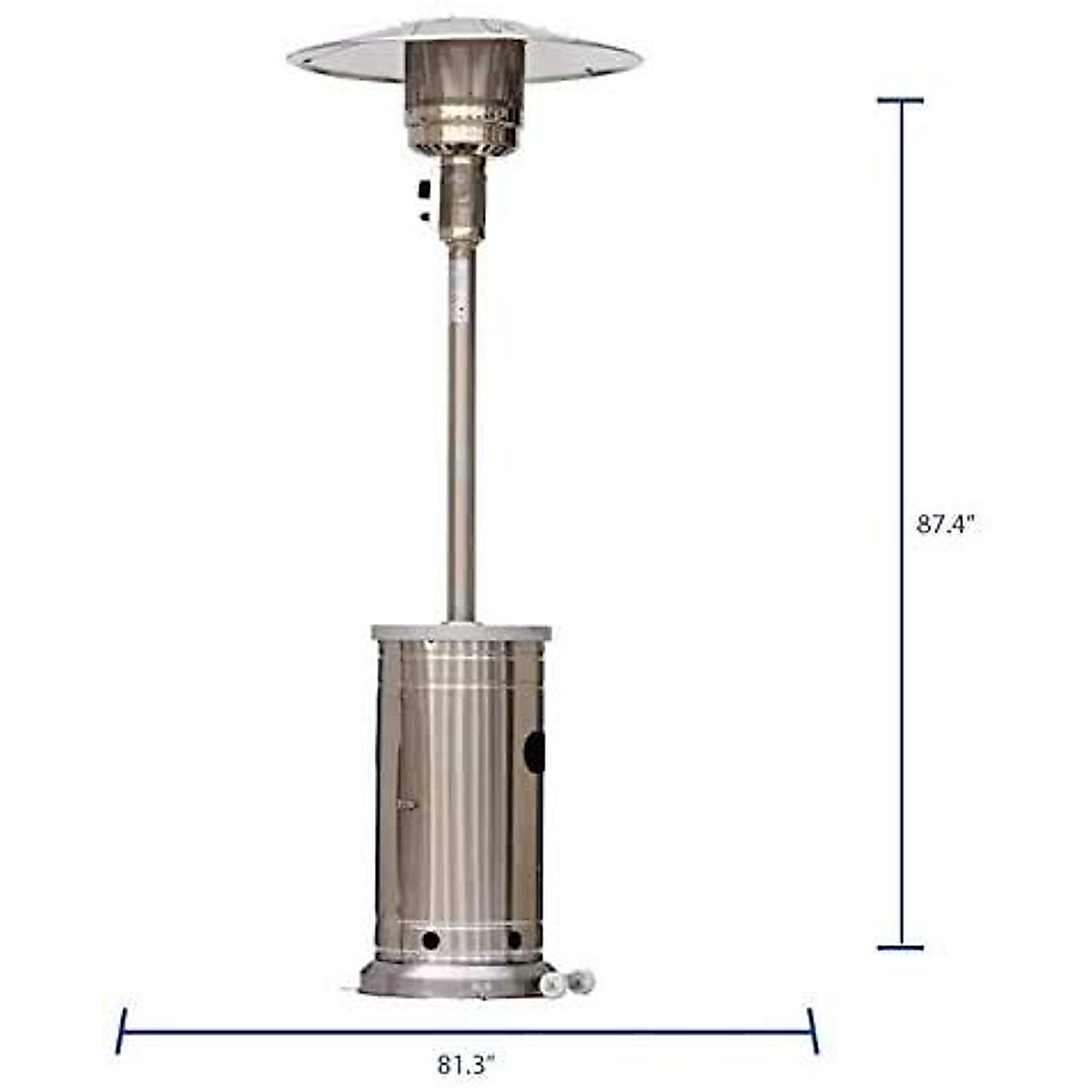 YZPFSD Style Selections/Garden Treasures 48,000 BTU Stainless Steel Floorstanding Liquid Propane Patio Heater，Portable Outdoor Heat Lamp