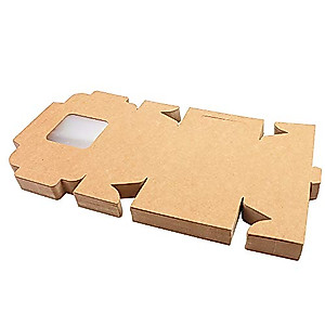 WYKOO 50 Pack 4 x 4 x 2.5 Inches Small Cookie Boxes with Window Brown Bakery Boxes Cake Boxes Kraft Pastry Boxes for Mini Cookies, Cupcakes, Dessert, Single Donut, Stickers Included
