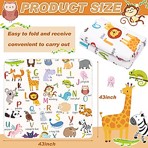 Tradder Alphabet ABC Portable Baby Play Mat 43 x 43 Inch Boho Animal Washable Foldable Non-Slip Crawling Mat for Babies Kids Play Mats Pad for Floor Playpen Toddler Infants Tummy Time Activity Mat