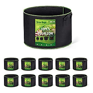 Delxo 10 Gallon Grow Bags 10 Pack for Planting, Fabric Pots Plants Growing Bags with Handles Heavy Duty Aeration Thickened Nonwoven