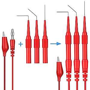 CAMWAY 25pcs Back Probe Test Lead- 15pcs Back Probe Pins & 5pcs Banana Plug to Alligator Clip 5 PCS Alligator Clips for Multimeter Diagnosis Circuit Testing