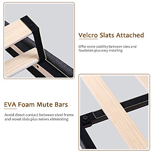 iPormis King Size Platform Bed Frame with Button Tufted Headboard, Upholstered Bed Frame with Solid Wooden Slats, 8" Underbed Space, No Box Spring Needed, Noise Free, Easy Assembly, Dark Gray