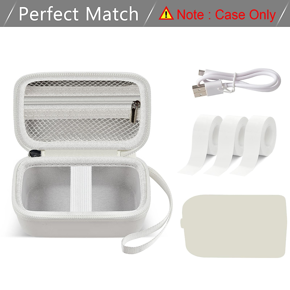 ANKHOH Label Makers Case Compatible with Label Maker Machine and Taps, Mini Sticker Maker Labeling Printer Storage Organizer Holder Fits for USB Cable and Accessories-Box Only, White