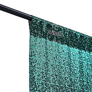 2×8FT-2PCS Hunter Green Sequin Backdrop Curtains Panels, Christmas Green Photography Backdrop Glitter Curtains Fabric Background for Christmas Wedding Party Decor