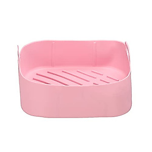 MECCANIXITY Air Fryer Square Silicone Reusable Liners 7.87 Inch Air Fryers Oven Accessories Pink for Air Fryer, Microwave, Oven