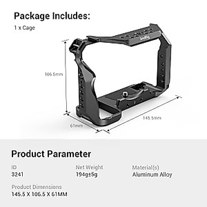 SmallRig Full Cage for Sony Alpha 1 A1 & for Sony A7S III Alpha 7S III with Built-in NATO Rail & Cold Shoe Mount - 3241