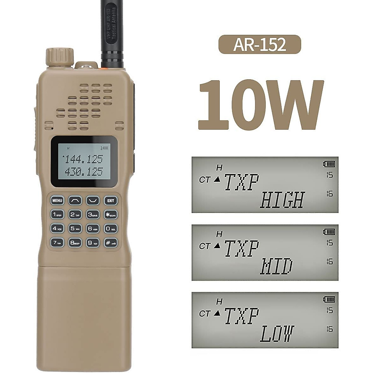 Baofeng AR-152 10W Ham Radio Powerful Handheld Tactical Two Way Radio with 12000mAh Battery and baofeng accessories Full Kit