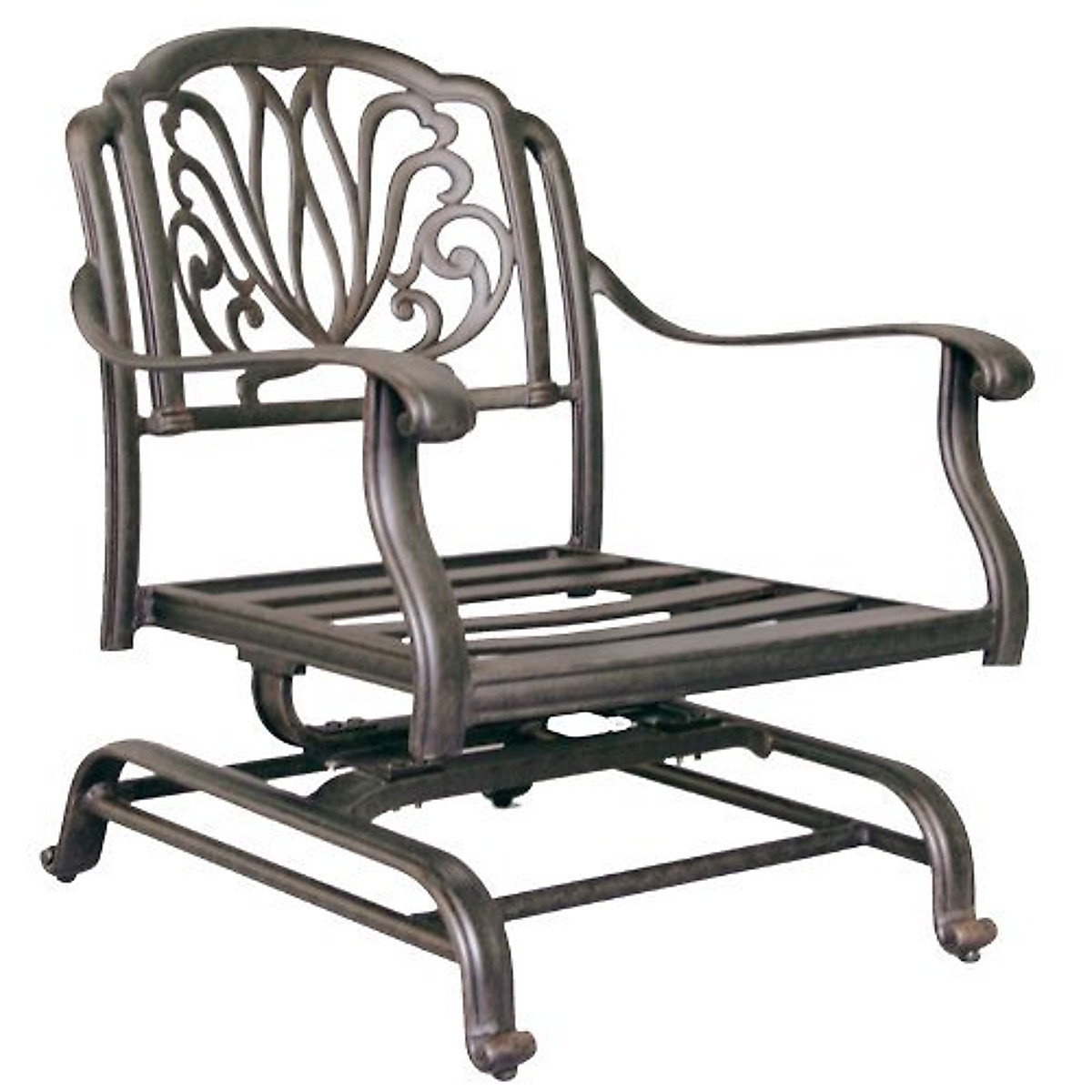 Elizabeth Outdoor Patio 4 Club Rocker Chairs Spring Base Cast Aluminum Dark Bronze (Walnut)