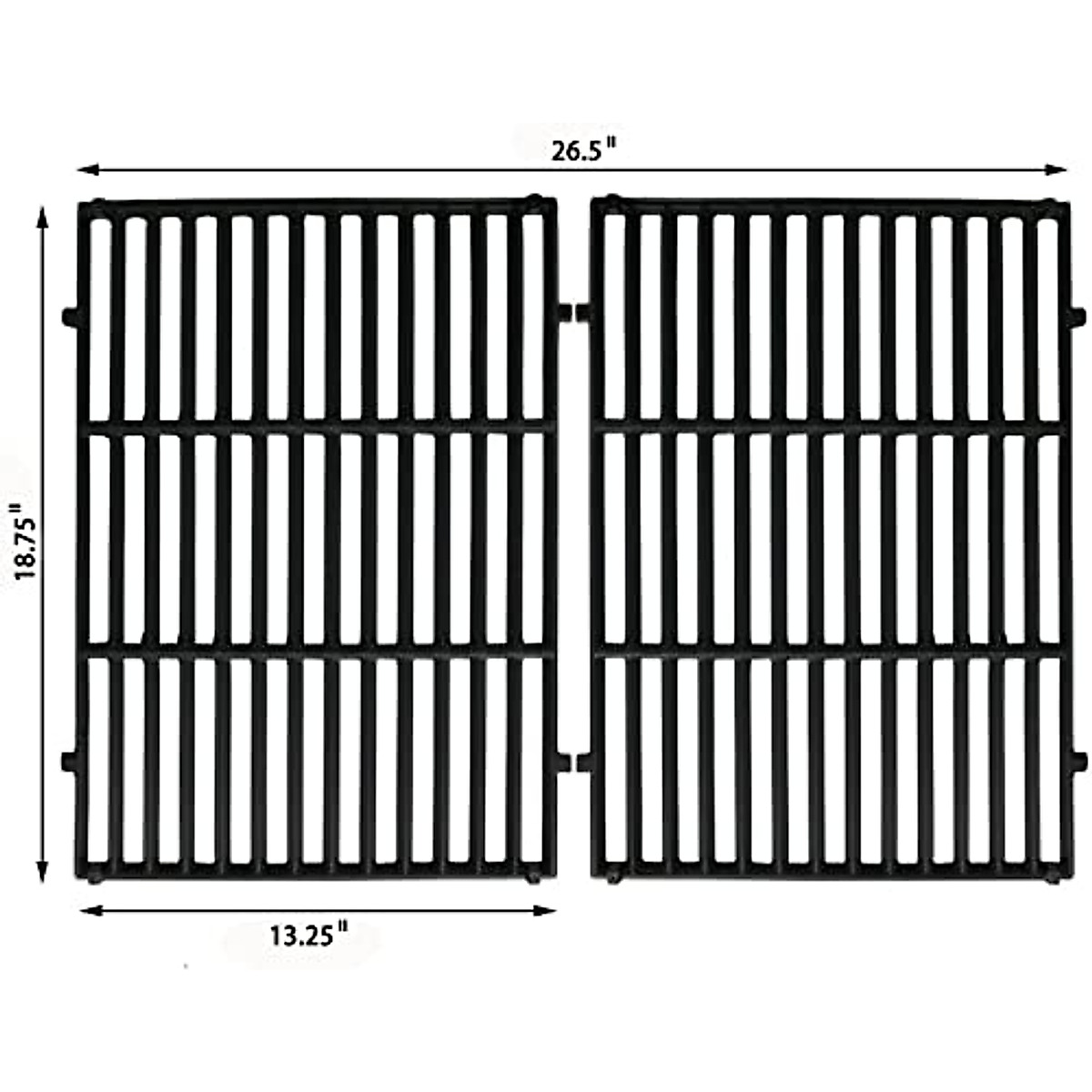 QuliMetal 18.75" Cooking Grates for Weber Genesis II 300 and Genesis II LX 300 Series Gas Grills, Genesis II E&S 310 315 320 325 340, Replacement Parts for Weber 66095 66802,66805, Cast Iron