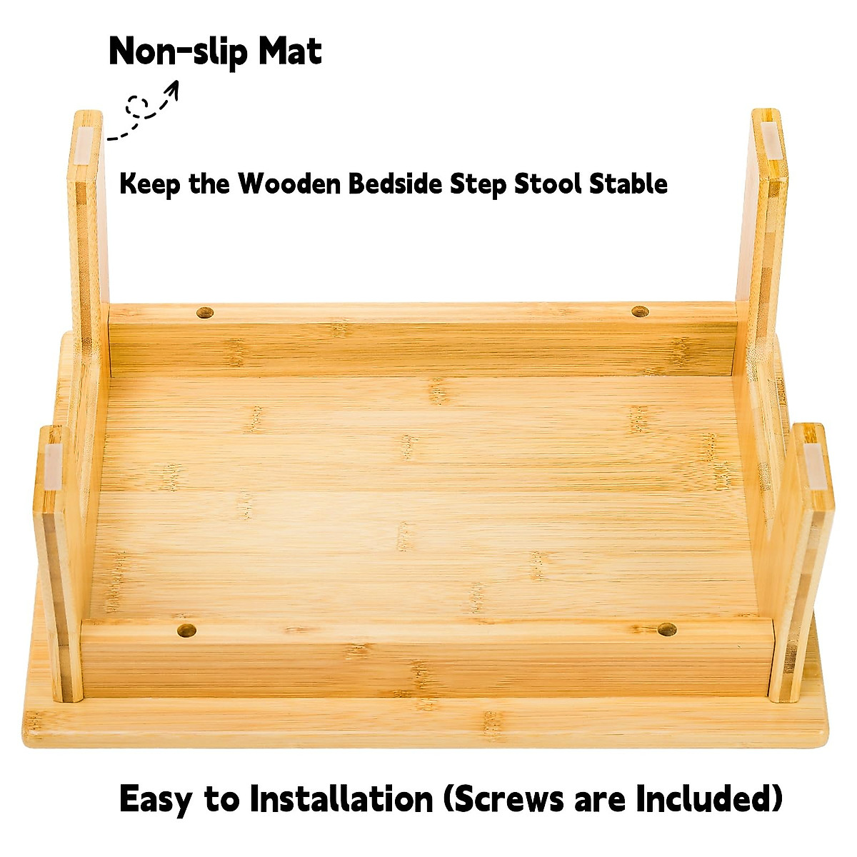 Tlence 6.5" High Bamboo Step Stool, 300 Lbs Capacity Bedside Stepping Stool, Non Slip Potty Training Stool for Adults, Safety Wooden Foot Stool for Bathroom Bedroom Garden Kitchen, Easy Assembly