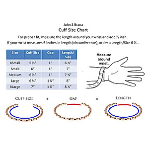 John S. Brana Chased Copper Cuff Bracelet Handmade Jewelry - Durable Copper - 100% Solid Copper (7 Inches)