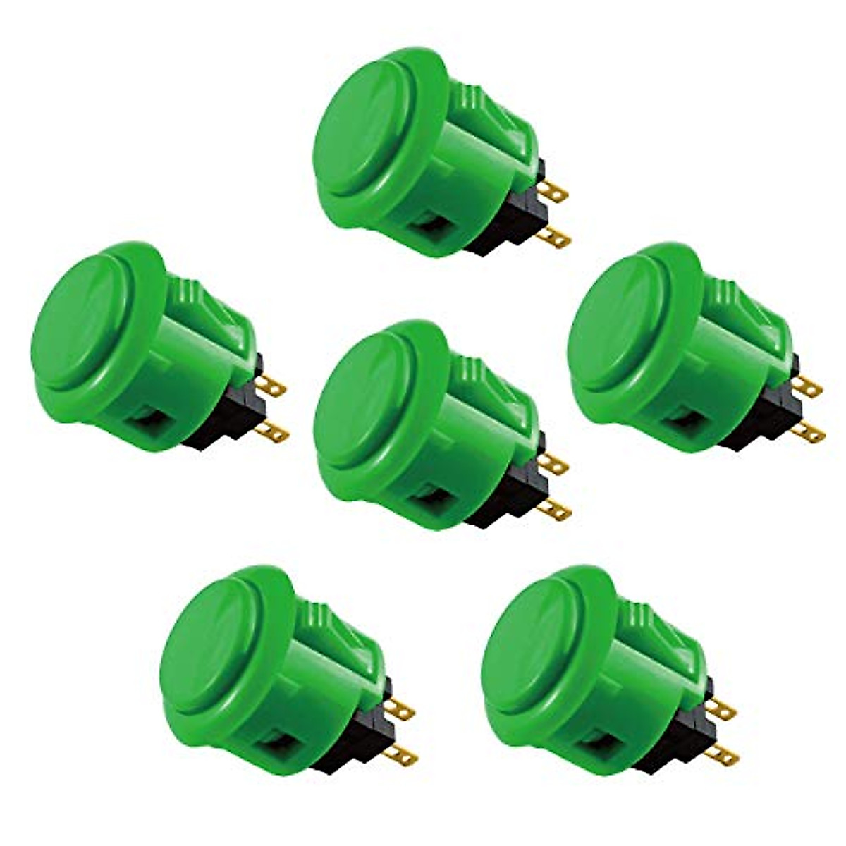 SANWA 6 pcs OBSF-24 Original Push Button 24mm - for Arcade Jamma Video Game & Arcade Joystick Games Console (Green) S@NWA