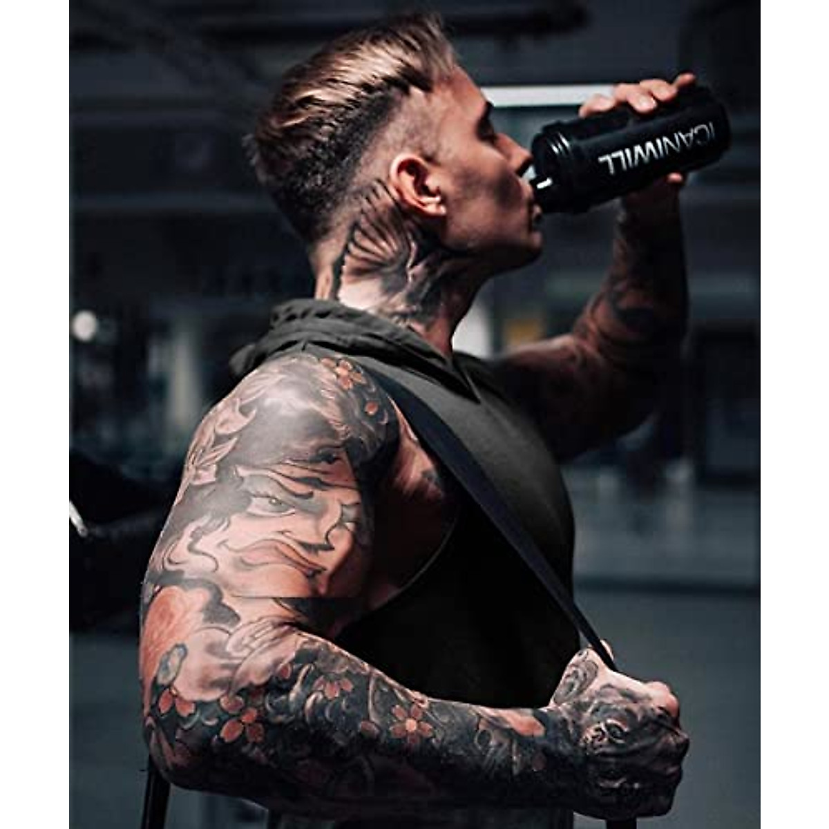 Men's Workout Bodybuilding Hoodies Tshirt Athletic Fitness Training Tank Tops Cotton Gym Hooded Top Cut Off Sleeveless Muscle T-Shirt 3 Pack Black+White+Red L