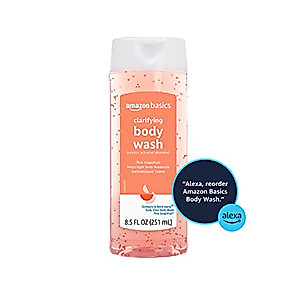 Amazon Basics Clarifying Pink Grapefruit Body Wash, 2% Salicylic Acid Acne Treatment, Dermatologist Tested, 8.5 Fluid Ounces, 4-Pack (Previously Solimo)