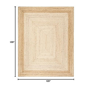 SAFAVIEH Natural Fiber Collection Area Rug - 10' x 14', Natural & Ivory, Handmade Farmhouse Boho Coastal Rustic Jute, Ideal for High Traffic Areas in Living Room, Bedroom (NF885B)