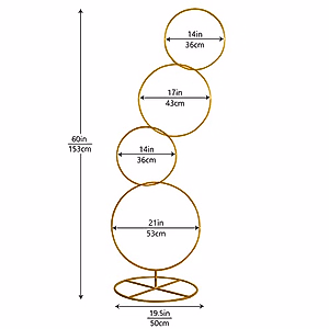 YALLOVE 5Ft Wedding Round Hoop Backdrop Stand, Detachable 4 Tier Gold Metal Flower Arch Frame for Photo Booth Background, Aisle Decor, Table Centerpiece, Stage Display, and More, Flower NOT Included