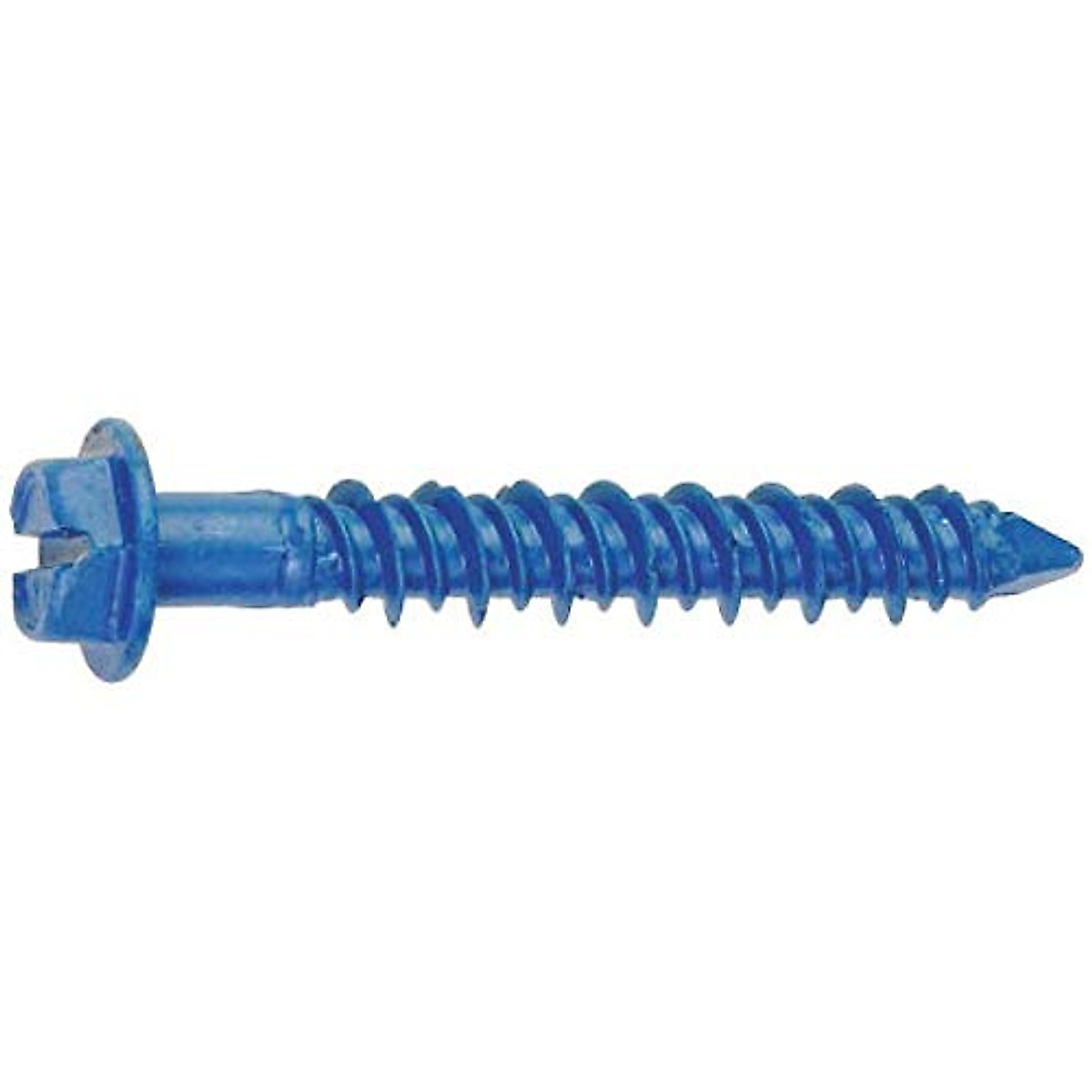 (1500pcs) 1/4 X 1-3/4 Slot Indented Hex Washer Head Concrete Screws (Screw), Bulk/Wholesale Carton - Blue - Ships Free in USA