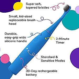 BURSTkids Electric Toothbrush Replacement Heads - Charcoal-Infused, Soft Bristles for Deep Clean, Stain Removal, Healthy Smile and Fresh Breath, 3PK, Pink