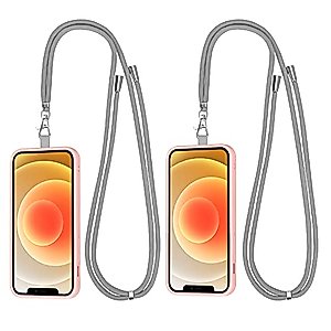 FYY Cell Phone Lanyard,[2 Pack] Cell Phone Lanyards for Women/Men,Universal Crossbody Lanyard for Cell Phone Around the Neck Compatible with iPhone,Samsung Galaxy and All Smartphones-Grey