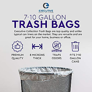 Clear 7-10 Gallon Trash Bags, 1,000 Bulk Pack - Medium Size Garbage Bin Liners for Office, Bedroom and Kitchen Wastebasket Cans - by Executive Collection
