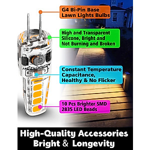 Xyanmc G4 LED Bulb AC DC 12V to 24V JC Type, 20W-30W T3 G4 Halogen Equivalent, 2W 2700K Warm White, G4 Bi-Pin Base, 250LM, Landscape Lighting Courtyard Lawn Lights, Non-Dimmable,10pcs