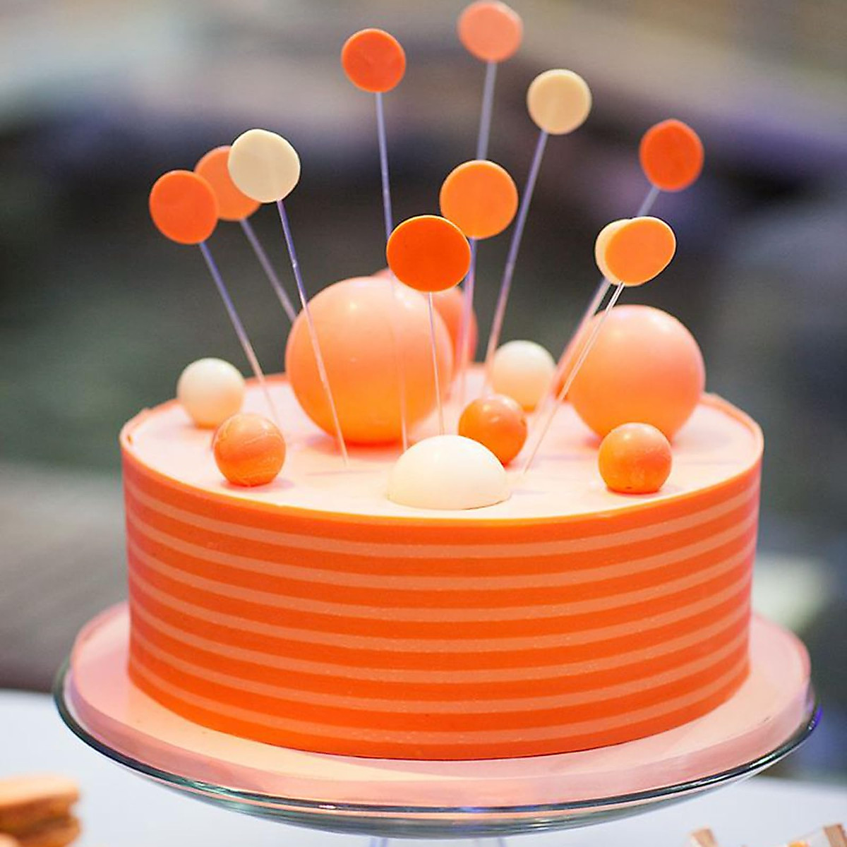 ASTARON 20 Pcs Ball Cake Topper Decorations Mini Balloons Cake Topper Sticks Orange Balls Cake Picks Cake Topper Balls Cake Decorations for Wedding Birthday Cake Decorations