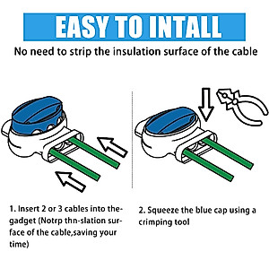 LINXIU 3 Wire Connectors Electrical IDC 314-BOX Wire Connectors Self Stripping Pigtail Connector for 22-14 AWG Cables Robotic Lawn Mowers 22Pack