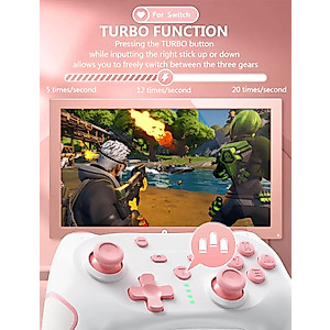 Matbip Wireless Pro Controller for Switch/Switch Lite/Switch OLED, wireless controller for switch with 2 back buttons, 3-level TURBO adjustable (Pink)