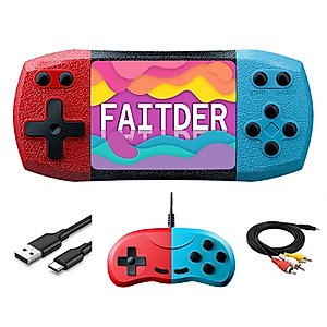 FAITDER - Retro Handheld Game Console Built-in 620 Classic Game 3 Inch Screen Portable Handheld Video Game Console Supports TV Connection and Two Player Games Boys Girls Birthday