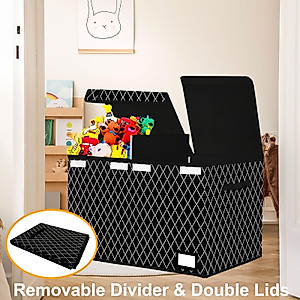 Meerainy Large Toy Storage Box with Lid,Sturdy Toys Storage Chest Bin Organizer for Kids,Boys,Girls,Stuffed Animal Storage for Living Room Area 25"x13" x16"