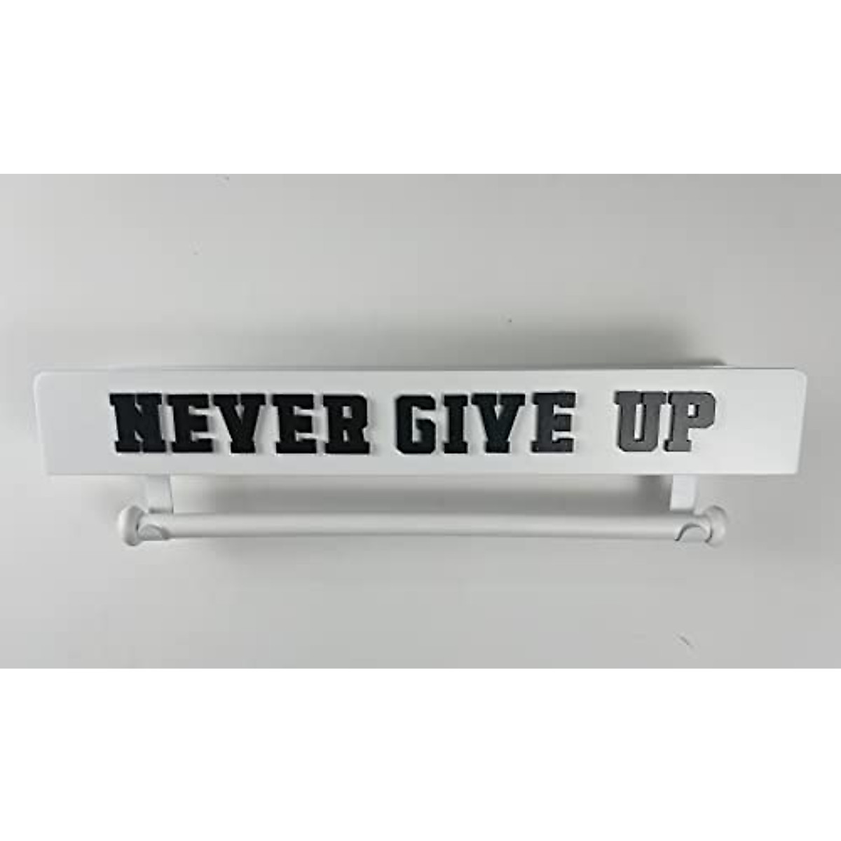 URBN BY MODERN HOME FINISHINGS 16 inch Wall Mounted Wood Floating Shelf Trophy and Lanyard Ribbon Medal Display Holder & Organizer Rack with Shelf and Hanging Rod