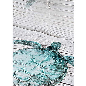 SUMGAR Blue Ocean Shower Curtain for Bathroom Coastal Beach Decoration Teal Sea Turtle Curtain Set with Hooks, 72 x 72 inch