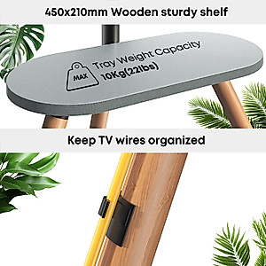 PUTORSEN Easel TV-Stand for 43-65-Inch Screens - Portable Swivel Tripod TV Stand with Wooden Tray, Height Adjustable TV Floor Stand, Max Load 77 lbs, Max VESA 400x400 mm, Black