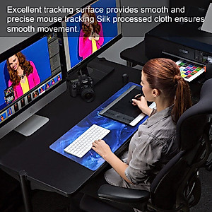 Jahosin Large Gaming Mouse Pad with Stitched Edges,[27.5x11.8In] Extended Mouse Pad with Non-Slip Natural Rubber Base for Gamer/Desktop/Office/Home (70x30 Bluedragon)