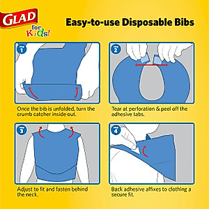 Glad for Kids Sharks Paper Bibs, 30 Count - Disposable Paper Bibs with Cute Sharks Design for Kids - Travel Bibs for Kids - Art & Craft Disposable Kids Bibs