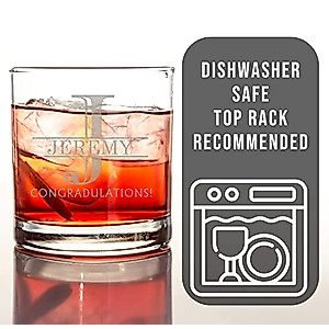 Personalized Etch 11oz Custom Whiskey Glass, Whiskey Gifts for Men, Bourbon Glass Engraved, Birthday Gifts for Men Dad Husband Groomsmen Gifts, Customized Monogram Gifts, Halpert