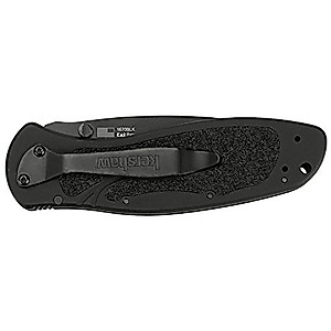 Kershaw Blur Black (1670BLK) Everyday Carry Pocketknife, 3.4 inch Stainless Steel Drop Point Blade, Cerakote Blade Finish, SpeedSafe Opening, Reversible Pocketclip; 3.9 OZ