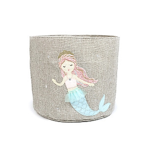 MON AMI Premium Mermaid Round Storage Basket – 13”, Small Storage Bins for Kids, Shelves, Organizing, Baby Toy Organizers and Nursery Storage