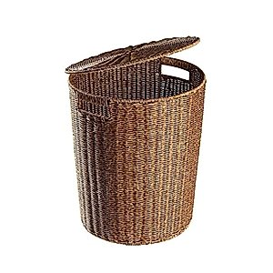 SCUUBE Trash Bin Trash Can Wastebasket Portable Trash Can with Lid Large Storage Bin with Handles, Garbage Container Bin for Bathrooms Kitchens Garbage Can Waste Bin (Color : Dark Brown)