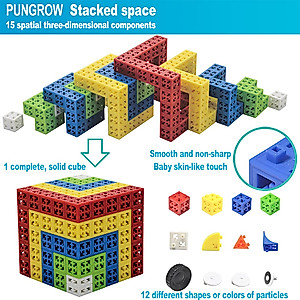 Building Stacking Block Toy, Stack Building Blocks Sensory Toy for Kids STEM Educational Sets Learning & Development Toys Cubes, DIY Build Variations with Funny Puzzle Bricks for Age 3 and Up, 150pcs