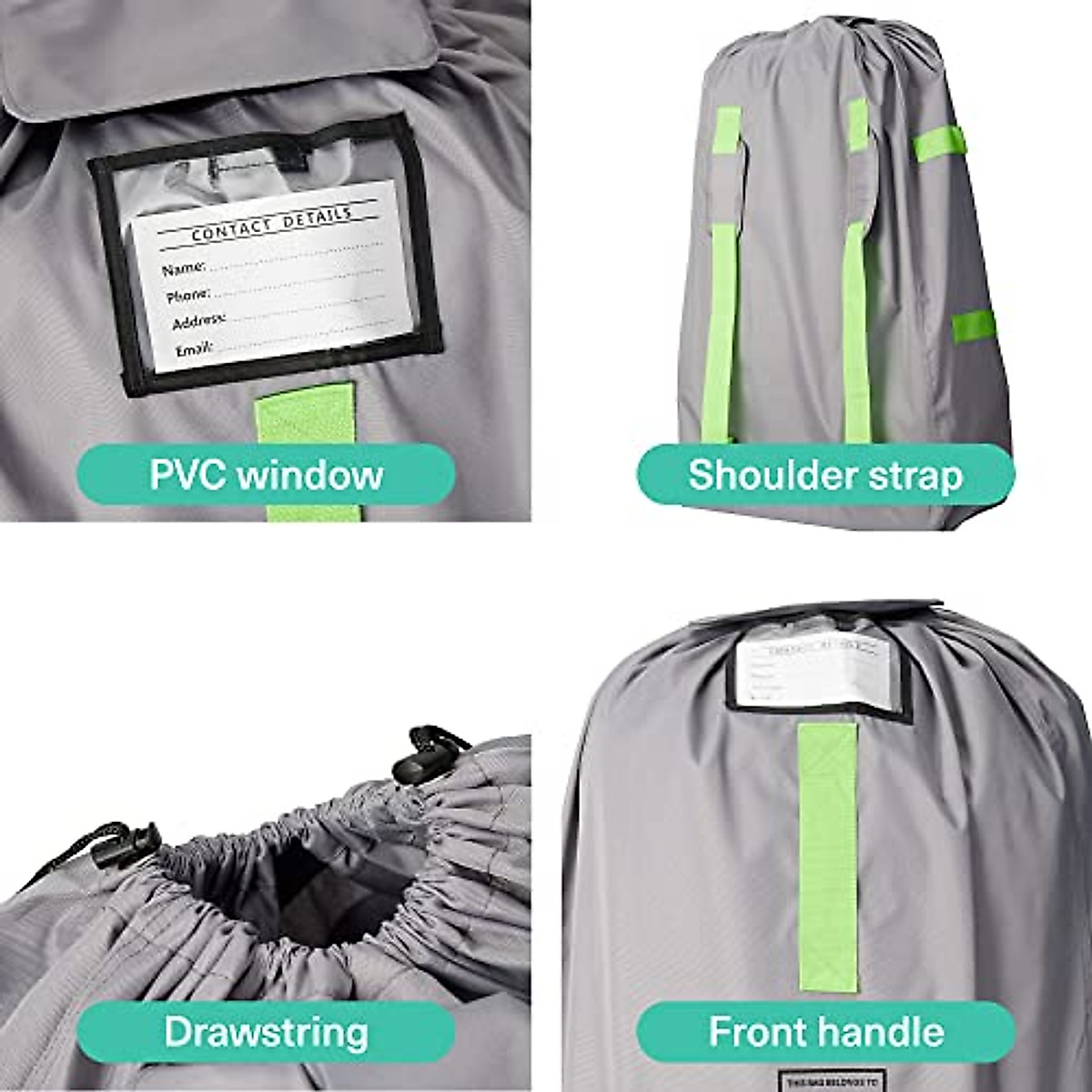 Bramble - 47" Inch Extra Large Gate Check Stroller Bag for Airplane Waterproof | Padded Adjustable Strap | Backpack Stroller Storage Bag, Double Stroller Travel Bag for Single & Double Stroller