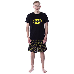 DC Comics Mens' Batman Logo Short Sleeve Shirt Pajama Short Set (XX-Large) Black