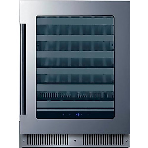 Summit 24 Inch Wine Cellar Shallow Depth Wine Refrigerator, Dimmable LED Light, Lock, Commercial or Residencial Use- SDHW2442(RHD, Stainless Steel)