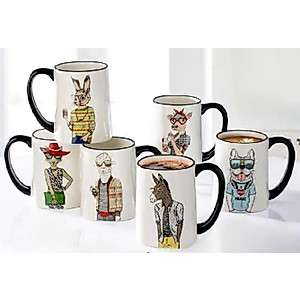 Hipster Animal Coffee Mugs 6pc 17.5 oz. by Signature Housewares