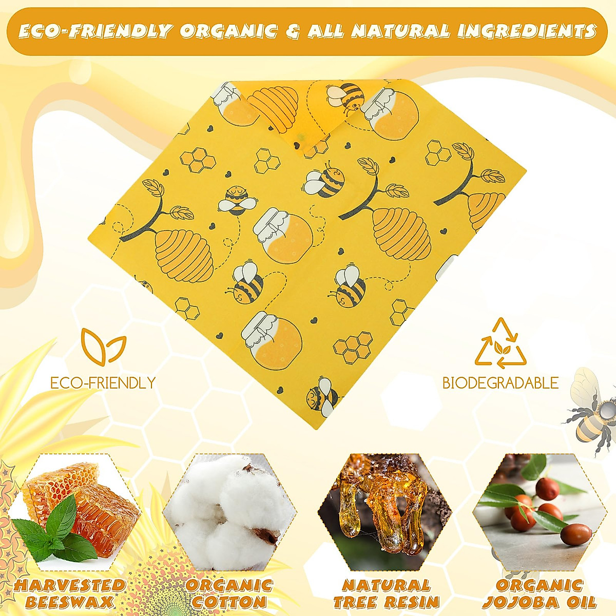 Tranqun 27 Pack Beeswax Wraps for Food Reusable Beeswax Assorted Bread Storage Wrap Fresh Food Keeper for Covering Dishes Sandwich Cheese Fruit Bread Snacks 3 L 9 M 15 S Sizes