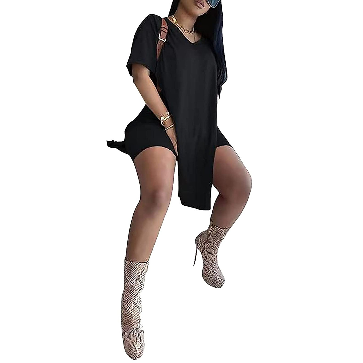 qfmqkpi Two Piece Outfits for Women Shorts Set Lightweight Tops High Waist Athletic Shorts Set Plus Size Black XXL