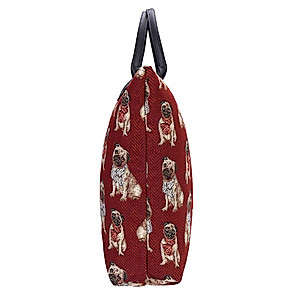 Signare Tapestry Foldable Tote Bag Reusable Shopping Bag Grocery Bag With Pug Dog (FDAW-PUG)