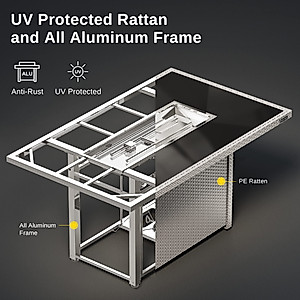 EAST OAK 52'' Propane Fire Pit Table, 60,000 BTU Gas Firepit W/Large Tempered Glass Tabletop, CSA Certified Outdoor Patio Fire Table with 9.2 lbs Glass Stone & Removable Lid, Grey
