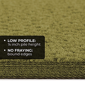 House, Home and More Skid-Resistant Carpet Indoor Area Rug Floor Mat - Olive Green - 2 Feet X 3 Feet